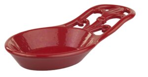 home basics cast iron fleur de lis spoon rest (red)