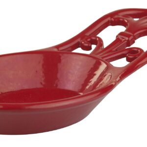 Home Basics Cast Iron Fleur De Lis Spoon Rest (Red)