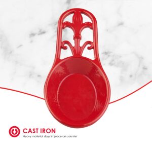 Home Basics Cast Iron Fleur De Lis Spoon Rest (Red)