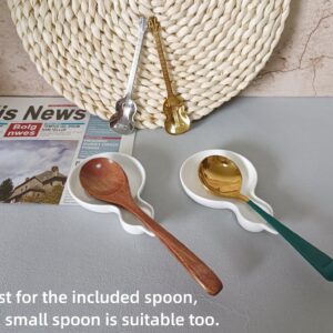 Coffee Spoon and Rest for Coffee Bar, Guitar Bag Small Spoon Rest for Coffee Station, Tea Spoon Rest Teaspoon Rest including Golden Guitar Spoon