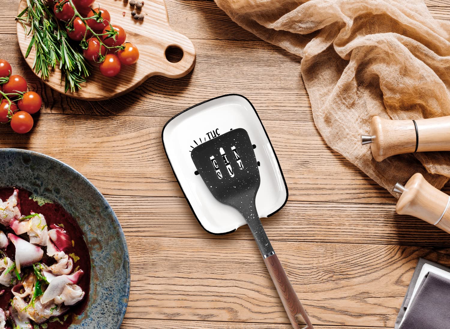 Hvukeke Ceramic Spoon Rest for Kitchen Stove Top Counter, Funny The Secret Ingredient Is Always Love White Spoon Holders for Chef, Mom, Grandma, Modern Farmhouse Kitchen Cute Decor Gift