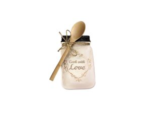 young's inc. ceramic spoon rest - 8'' h x 4'' w - ceramic holder w/spoon - farmhouse kitchen decor