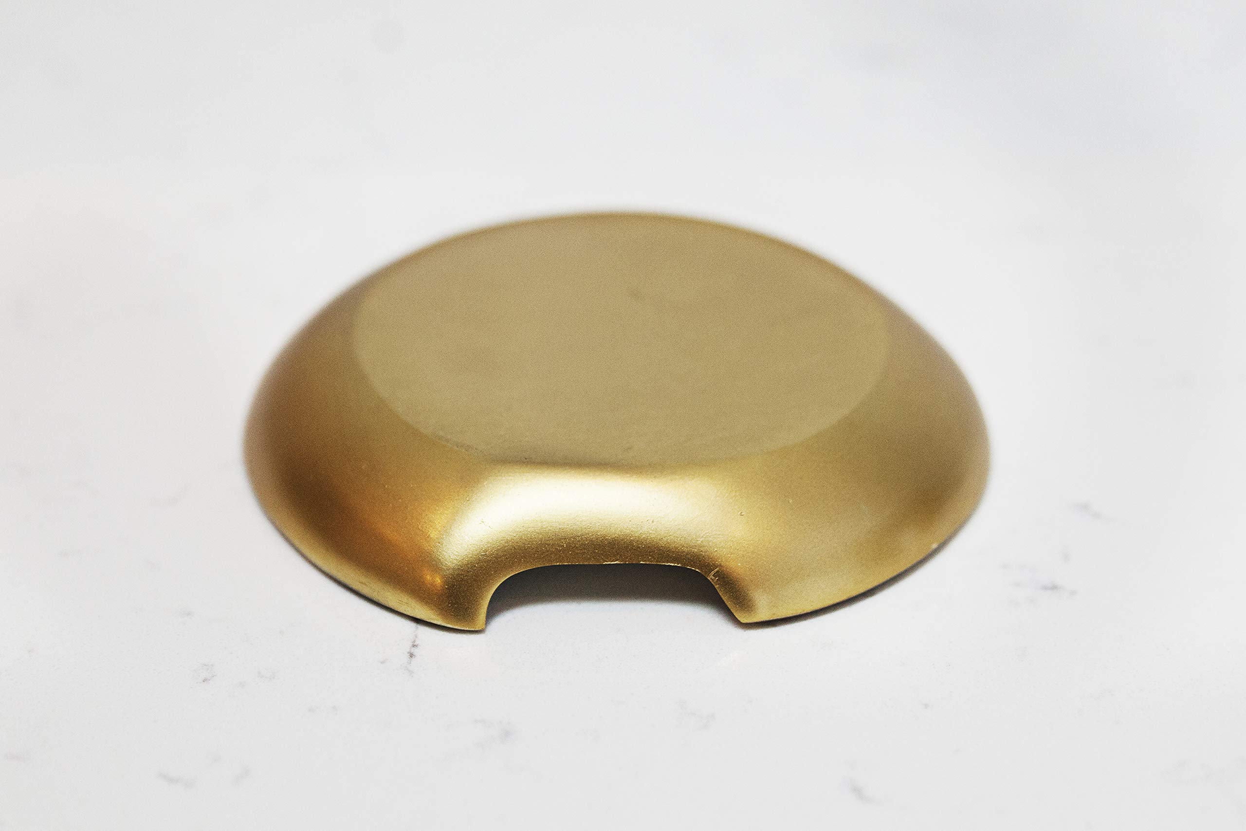 Alchemade White Spoon Rest - Stylish Brass And Enamel Aesthetic Cooking Spoon Holder In A Mid-century Style For Your Kitchen - Jewelry Trinket Holder For Your Bedroom Or Soap Dish For Your Bathroom