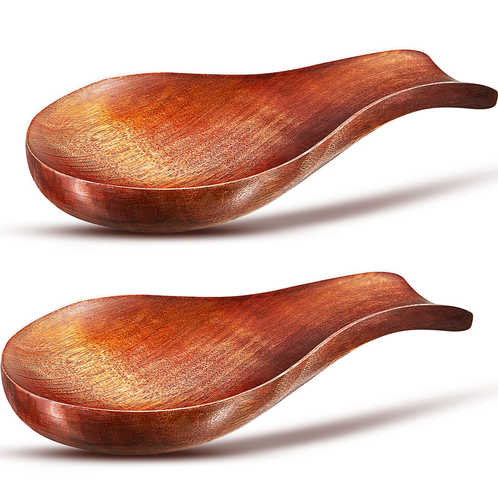 Gerrii 2 Pieces Spoon Rest for Stove Top Spoon Holder for Kitchen Counter Rustic Wooden Fish Shape Holder for Cooking Spatula Utensil Farmhouse Counter Coffee Bar Dining Table Accessories