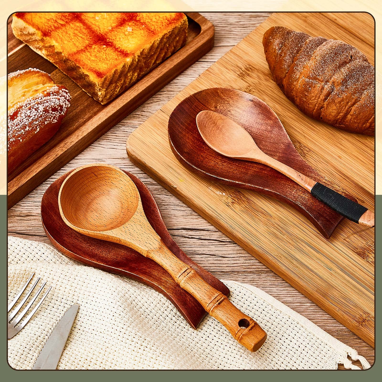 Gerrii 2 Pieces Spoon Rest for Stove Top Spoon Holder for Kitchen Counter Rustic Wooden Fish Shape Holder for Cooking Spatula Utensil Farmhouse Counter Coffee Bar Dining Table Accessories