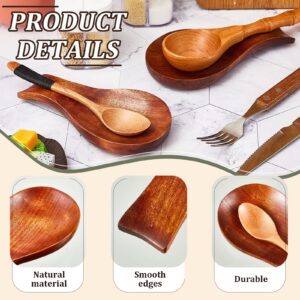 Gerrii 2 Pieces Spoon Rest for Stove Top Spoon Holder for Kitchen Counter Rustic Wooden Fish Shape Holder for Cooking Spatula Utensil Farmhouse Counter Coffee Bar Dining Table Accessories