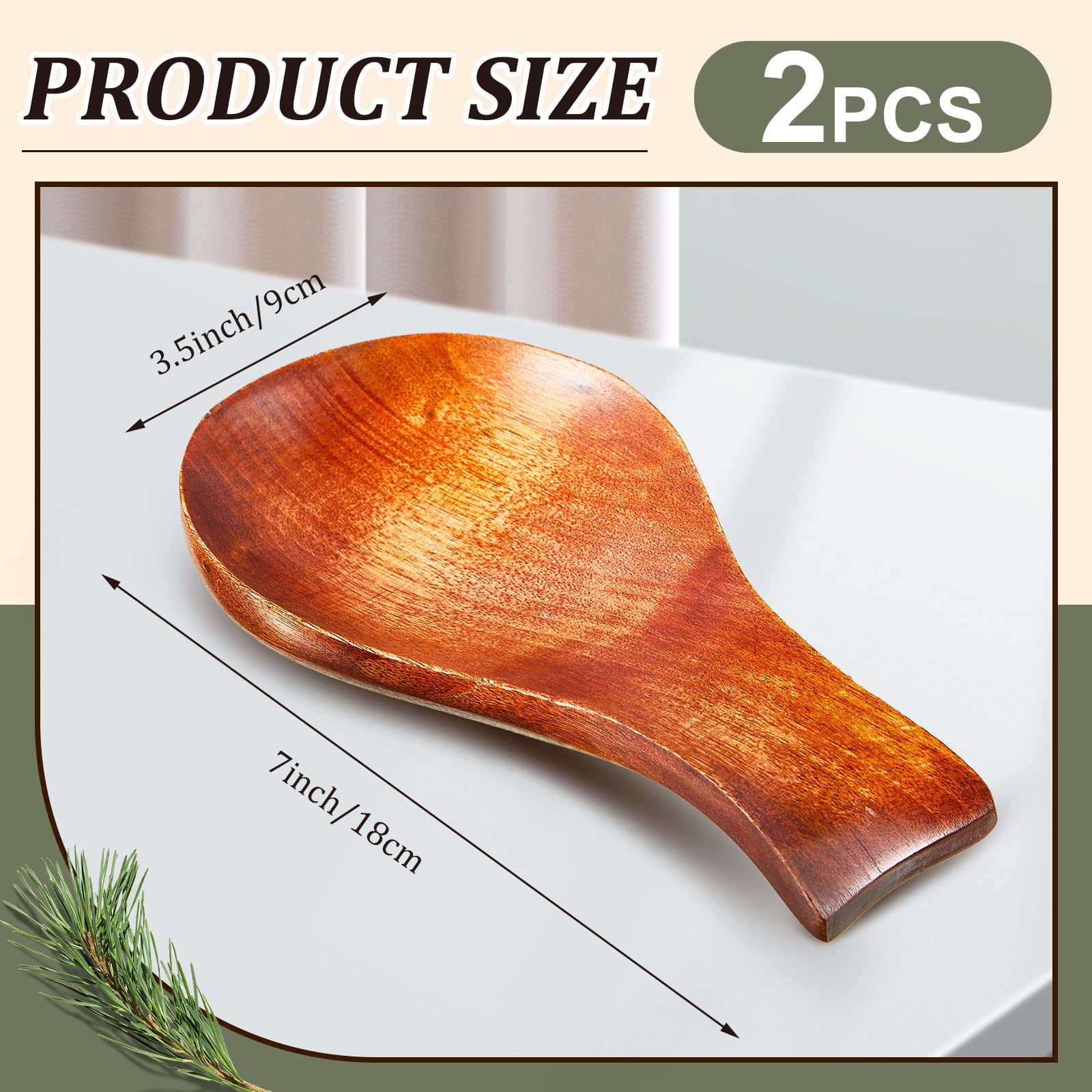 Gerrii 2 Pieces Spoon Rest for Stove Top Spoon Holder for Kitchen Counter Rustic Wooden Fish Shape Holder for Cooking Spatula Utensil Farmhouse Counter Coffee Bar Dining Table Accessories