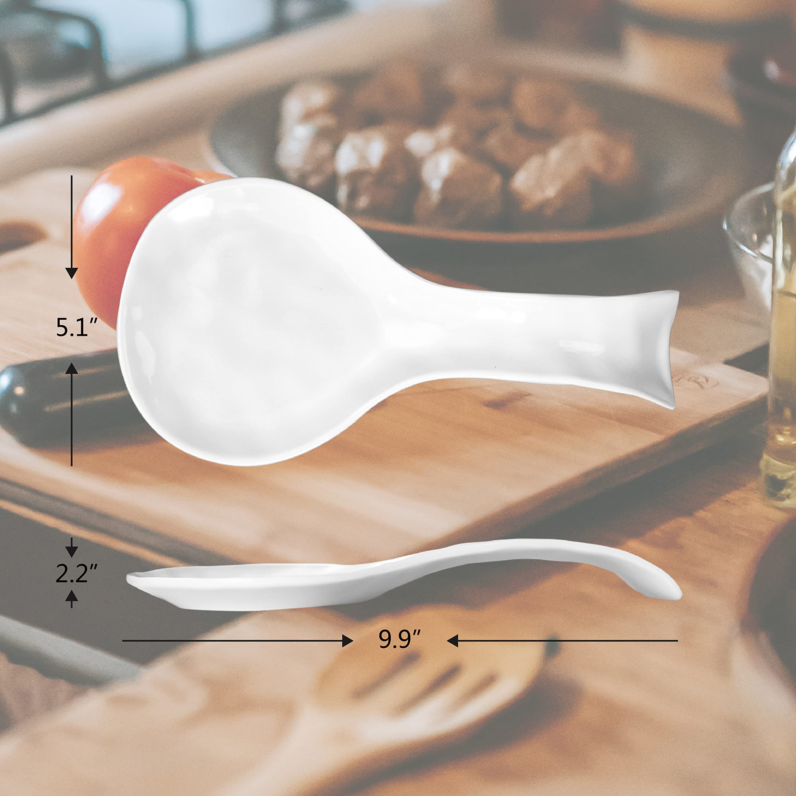 TP Melamine Spoon Rest For Kitchen Counter, Large Spoon Holder for Stove Top Spatula Holder Utensil Rest Kitchen Accessories Modern Farmhouse Kitchen Decor, White