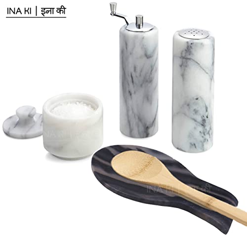 INA KI Natural Marble Large Spoon Rest (For kitchen,Home,Hotels,Restaurants) 10 Inches (Grey)