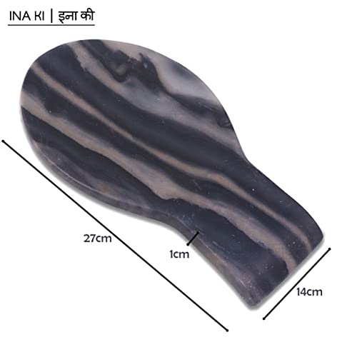 INA KI Natural Marble Large Spoon Rest (For kitchen,Home,Hotels,Restaurants) 10 Inches (Grey)