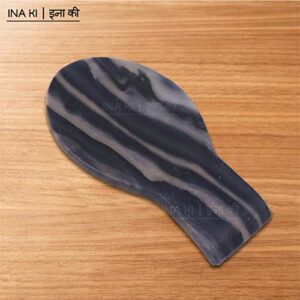 INA KI Natural Marble Large Spoon Rest (For kitchen,Home,Hotels,Restaurants) 10 Inches (Grey)