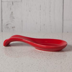 Now Designs Curved Stoneware Spoon Rest Red, 3.5x7.75 in