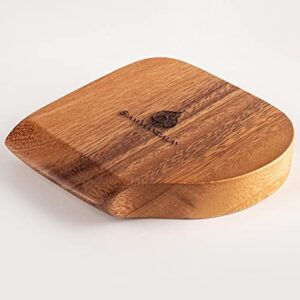 Large Acacia Wood Spoon Rest (5"): Farmhouse Holder to Rest Utensils, Ladles, Tea Spoons & Spatulas On Stoves, Work Tops & Table Tops - Handcrafted & Sustainably Grown