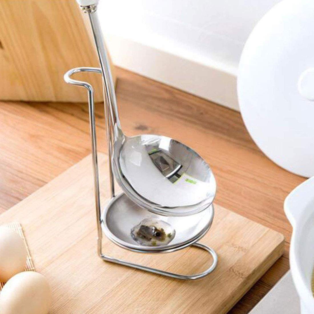 Stainless Steel Spoon Rest Holder,Long Handle Vertical Saving Soup Ladles Holders Ladle Rest Soup Ladle Holder