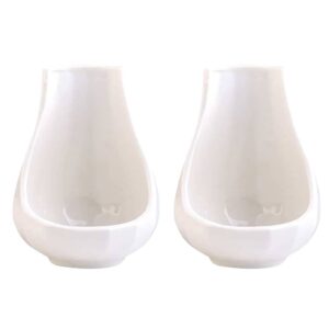 hemoton decor 2pcs ceramic spoon rest bottle long handle white ceramics stainless steel spoon