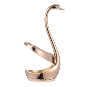 osaladi decorative swan base holder coffee spoon holder fruit forks dessert spoon rest stainless steel swan figurine for dinner table decoration rose gold