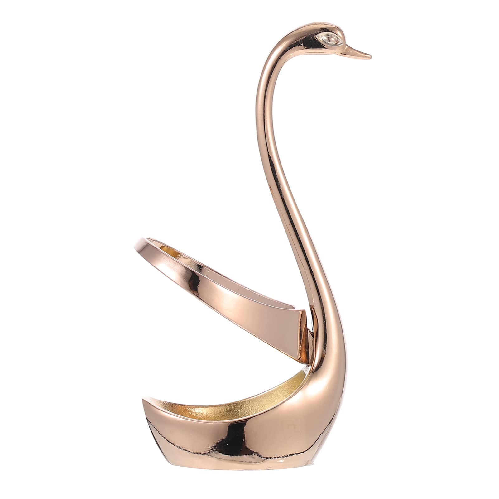 OSALADI Decorative Swan Base Holder Coffee Spoon Holder Fruit Forks Dessert Spoon Rest Stainless Steel Swan Figurine for Dinner Table Decoration Rose Gold