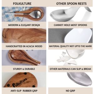 Folkulture Spoon Rest for Kitchen Counter, Spoon Holder for Stove Top or Countertop, Pot Holders for Kitchen, Hot Pads or Trivets for Hot Dishes Pots and Pans