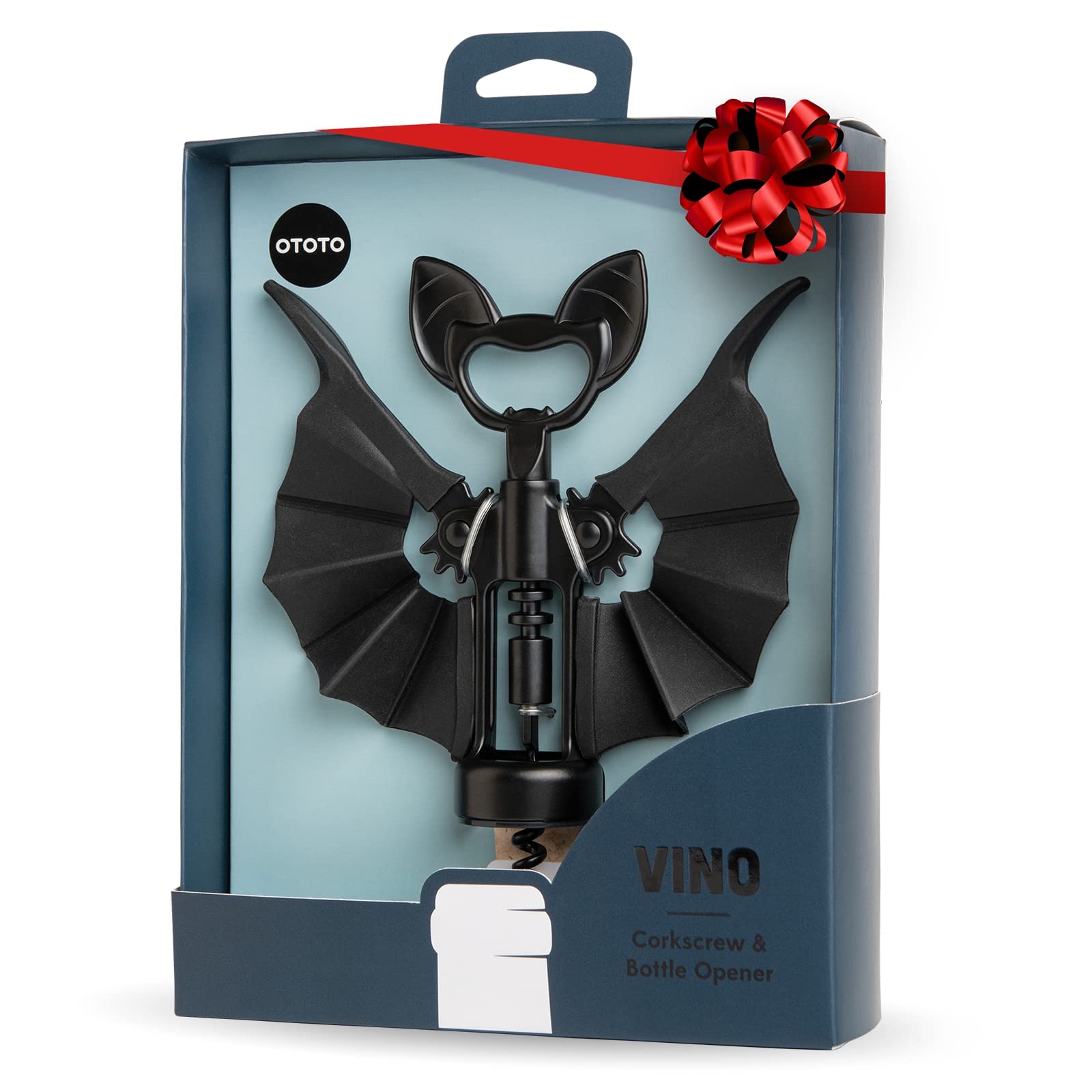 Vino Spooky Bat 2-in-1 Wine & Beer Opener and Agatha Kitchen Spoon Rest by OTOTO - Bundle of 2 Fun Kitchen Gadgets