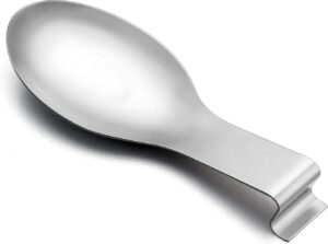 stainless steel spoon rest,spoon holder for stove top,spatula ladle holder,heavy duty,utensil spoon rest for kitchen counter,dishwasher safe 3.8 x 9.4 inch(silver color 1pc)