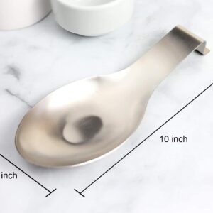 Stainless Steel Spoon Rest,Spoon Holder for Stove Top,Spatula Ladle Holder,Heavy Duty,Utensil Spoon Rest for Kitchen Counter,Dishwasher Safe 3.8 x 9.4 Inch(Silver Color 1PC)