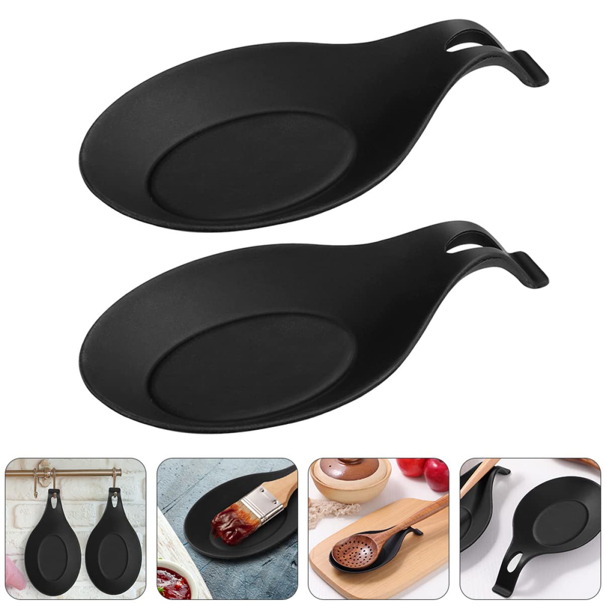 Hemoton Silicone Kitchen Utensils 12 Pcs Spoon Mat Silicone Pot Holders Utensil Holder Hot Pads for Ladle Spoon Holder Stable Spoon Fork Rest Spoon Rest Holder Dining Table Accessories