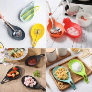 MTOMDY 10 Pieces Set Kitchen Silicone Spoon Rest,Spoon Rest For Kitchen Counter,Holder Colorful Spatula Holder Rest Kitchen Tool，for Cooking Spatula, Ladle, Brush