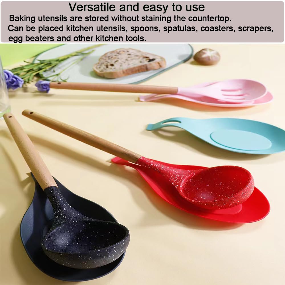 MTOMDY 10 Pieces Set Kitchen Silicone Spoon Rest,Spoon Rest For Kitchen Counter,Holder Colorful Spatula Holder Rest Kitchen Tool，for Cooking Spatula, Ladle, Brush