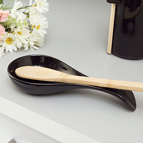 Home Basics Spoon Rest, 10.50" x 4.37" x 1.50", Black