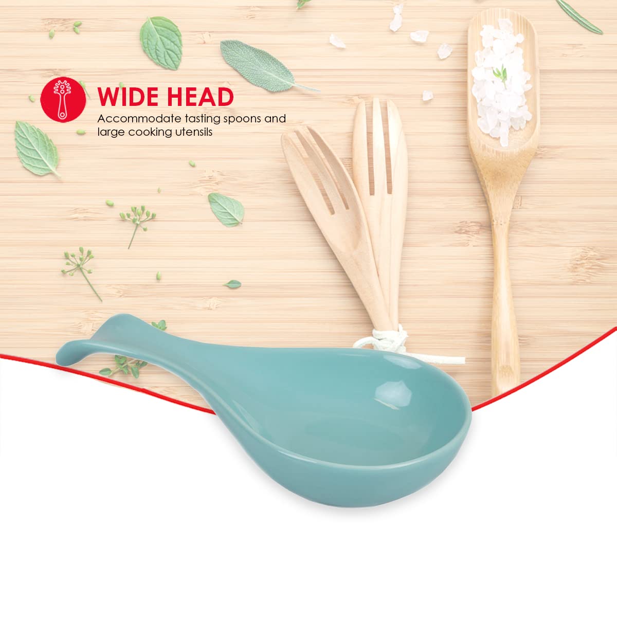 Home Basics Ceramic Spoon Rest (Turquoise)