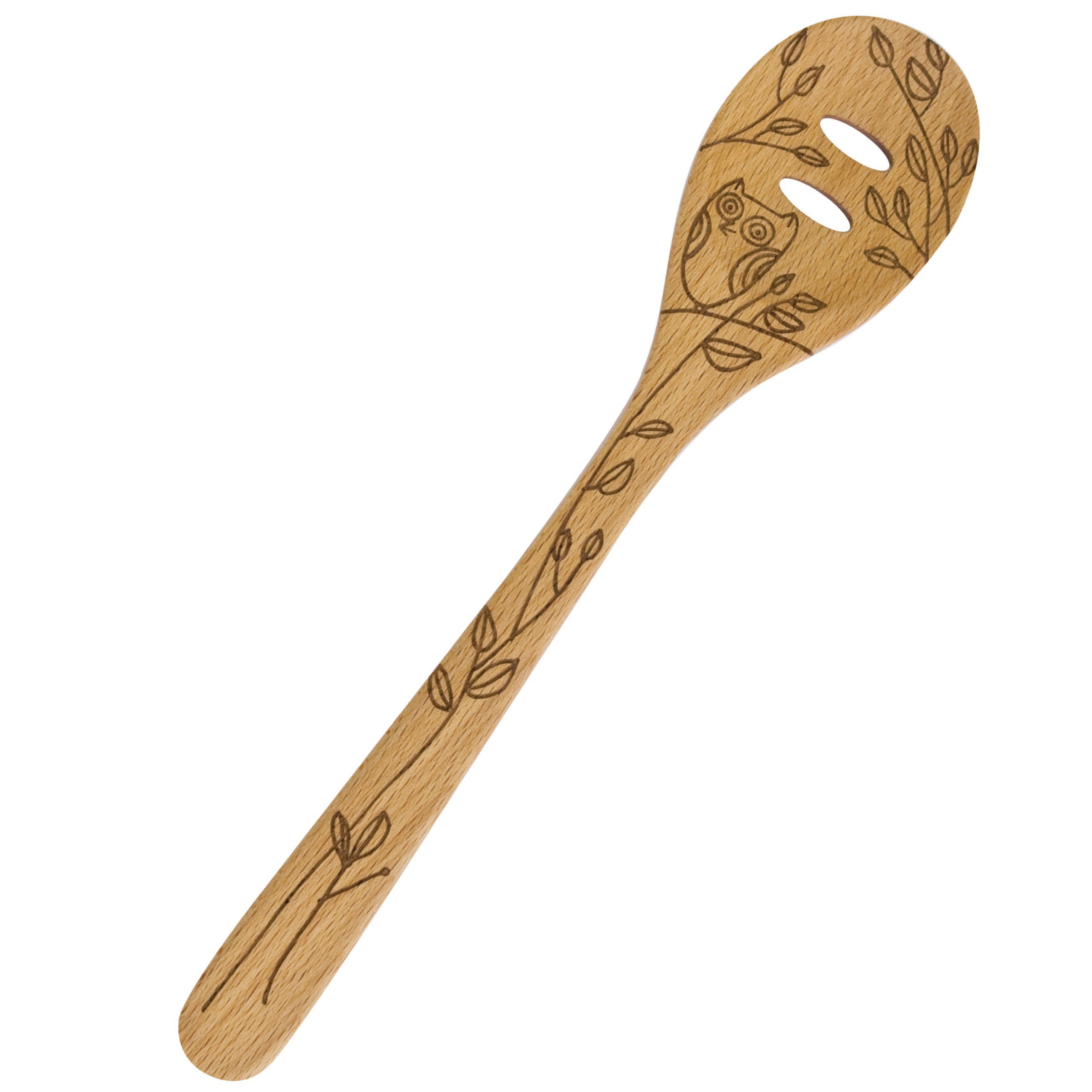 Talisman Designs Laser Etched Beechwood Cooking, Honey Bee Slotted Spoon