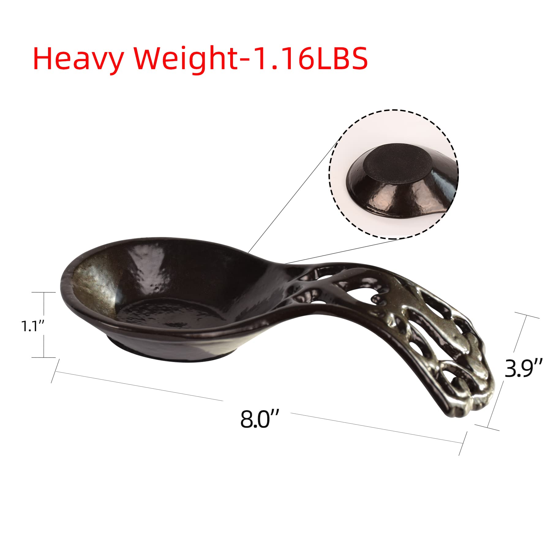 MINLUFUL Cast Iron Spoon Rest Holder, Heat Resistant Metal Spoon Rest Holder for Stove Top and Countertop Use as Spatula and Fork Rest while Cooking, Coffee Gold