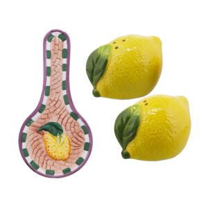 lemon salt & pepper shakers with mini lemon spoon rest