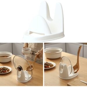 Froiny 1pc 2 in 1 Spoon Pot Lid Shelf Kitchen Cooking Gadget Storage Stand Spoon Pan Cover Holder Organizer