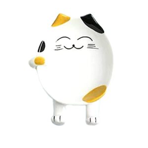 ceramic spoon rest for kitchen multifunction cute cat spatula rack cooking utensil holder,cover lid holder for stove,kitchen decor gift (yellow cat)