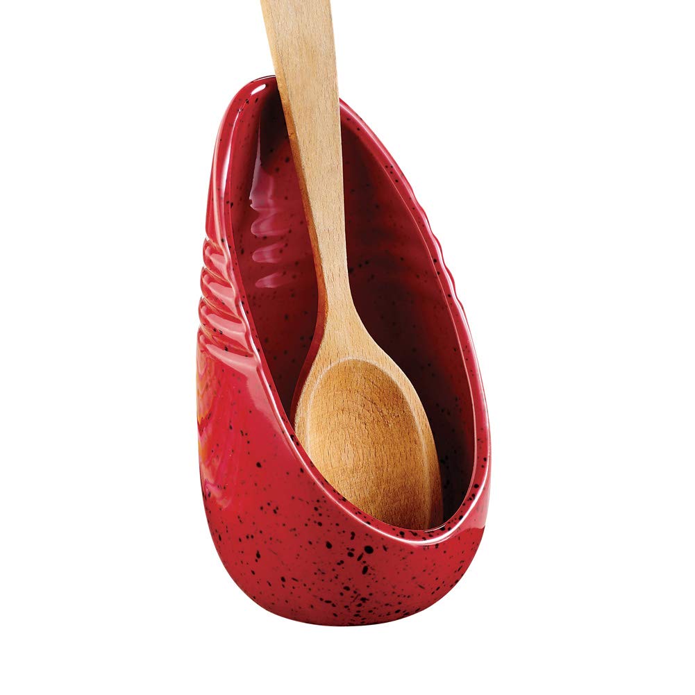 Collections Etc Red Speckled Upright Spoon Rest, Kitchen Aid for Easy Cooking, Dishwasher Safe