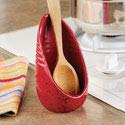 Collections Etc Red Speckled Upright Spoon Rest, Kitchen Aid for Easy Cooking, Dishwasher Safe