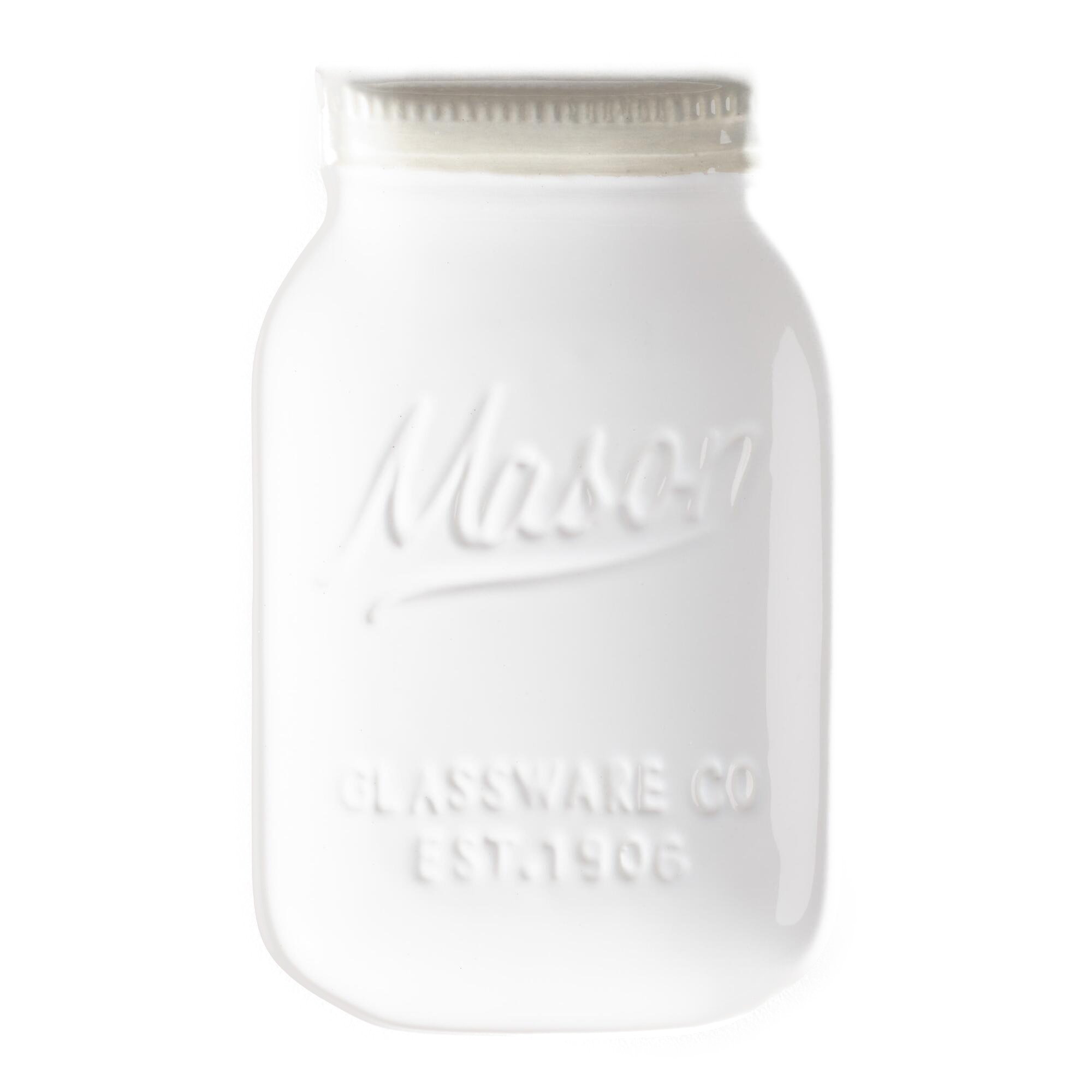 Mason Jar Ceramic Spoon Rest - White