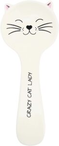 pavilion gift company crazy cat lady-10 spoon rest, 10", white