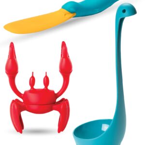 Pack of 3 - Nessie Ladle Spoon + Red The Crab Silicone Spoon Rest + Splatypus Jar Spatula