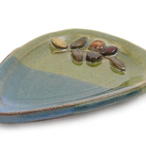 American Made Ceramic Stoneware Spoon Rest with Olive Branch Motif