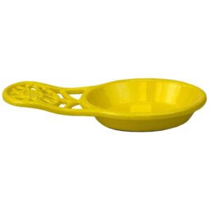 Cast Iron Spoon Rest Sunflower Design Kitchen Utensil Holder for Stove Top, Cookwear, Ladles, Countertop Organizer Heavy Duty - Yellow