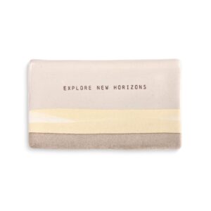 demdaco explore new horizons cream and beige stripe 6 x 3.5 stoneware everyday kitchen rectangle spoon rest