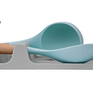 ENVIKITCHEN Silicone Spoon Rest - Large Cooking Utensil Holder with Drip Pad Walls - Multiple Spoon Rest with Wider Slots for Bigger Utensils, BPA-Free Spatula Rest for Stove, Kitchen, Countertop