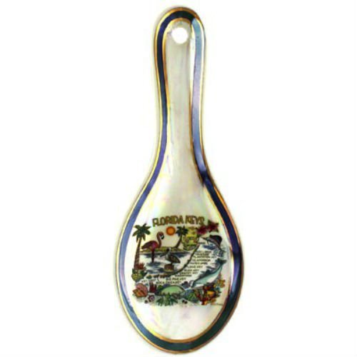 Florida Keys Map Pearl Souvenir Collectible Spoon Rest agc