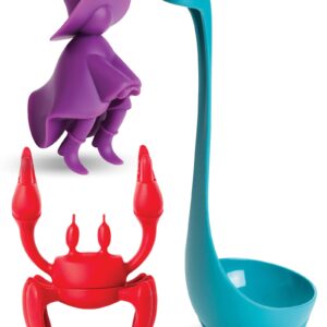 Pack of 3 - Red The Crab Silicone Utensil Rest + Nessie Ladle Spoon Ladle + Agatha Spoon Holder