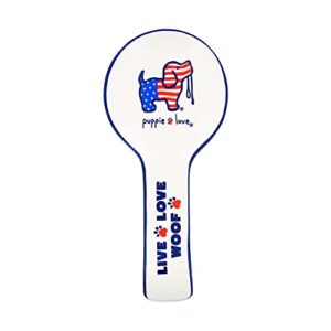 pavilion gift company pavilion-usa-live love woof-9.25" spoon rest, white