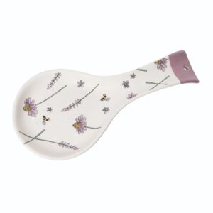 honey bees and lavender 9 inch dolomite stoneware kitchen spoon rest