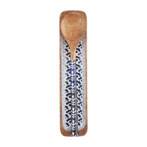 mud pie indigo spoon rest set, blue, 12 1/2" x 2 3/4"