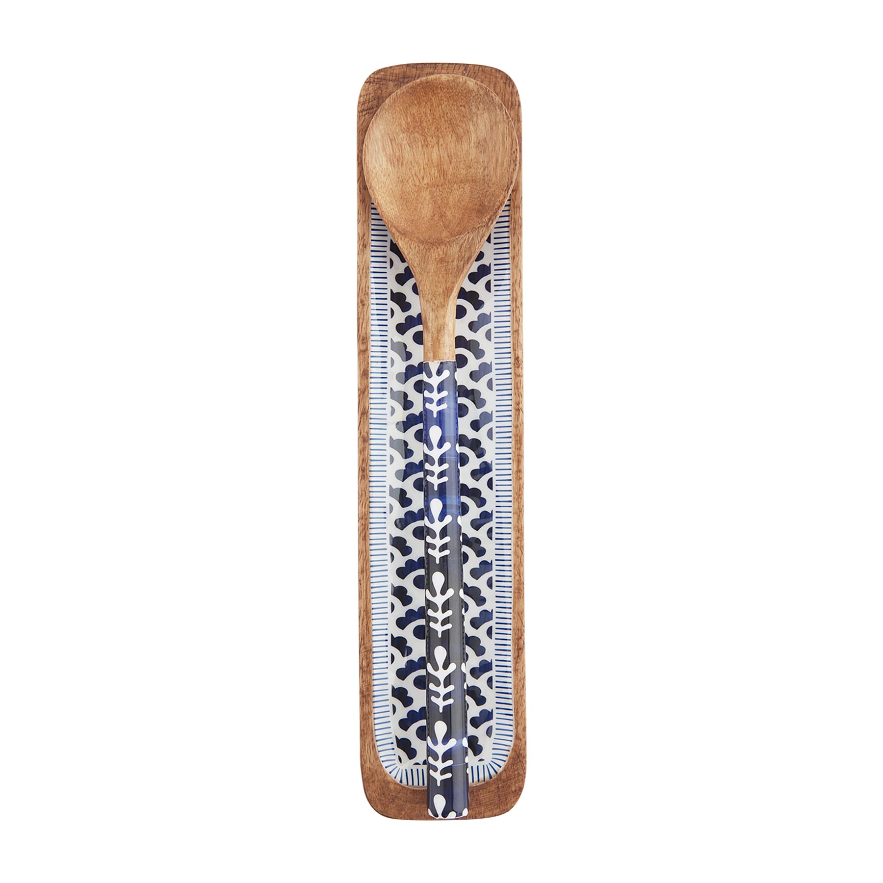 Mud Pie Indigo Spoon Rest Set, Blue, 12 1/2" x 2 3/4"